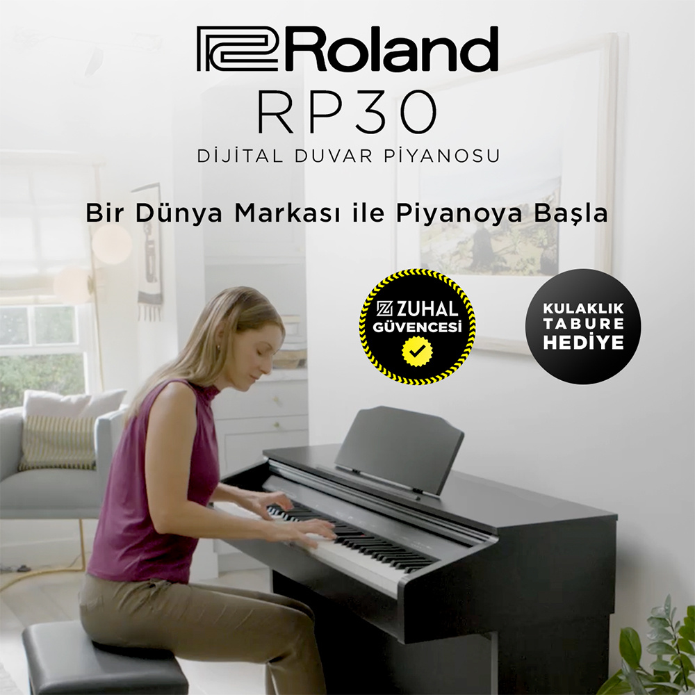 ROLAND RP30-CRL Gülağacı Dijital Duvar Piyanosu (Tabure & Kulaklık ...